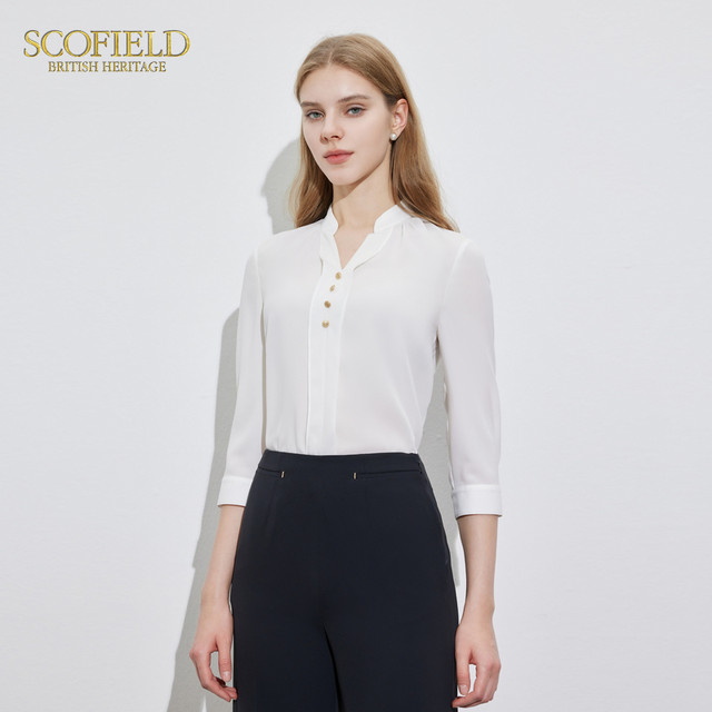 Scofield women's small V-neck slim commuting and capable simple flowing ...