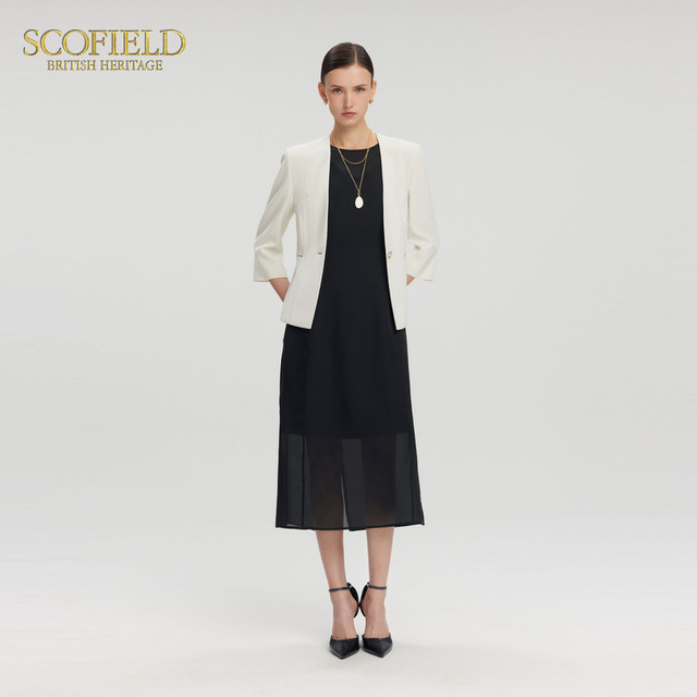 Scofield women's simple V-shaped collarless suit jacket 2025 summer new ...