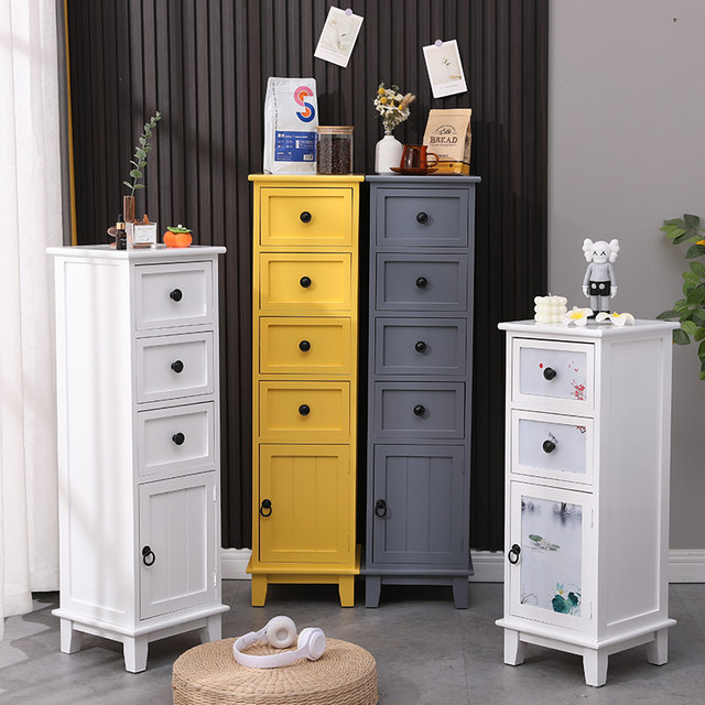 Solid wood narrow cabinet bedroom corner cabinet simple European ...