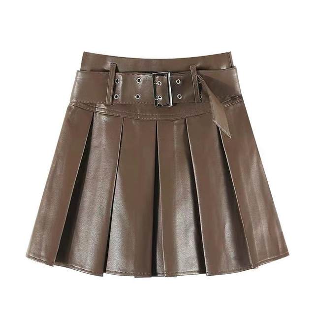 January January ~ 2024 new leather skirt pleated skirt female autumn niche girl high waist high ...