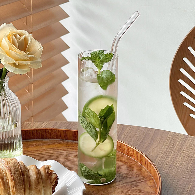 Straight Colin cup, heat-resistant glass, Internet celebrity restaurant ...