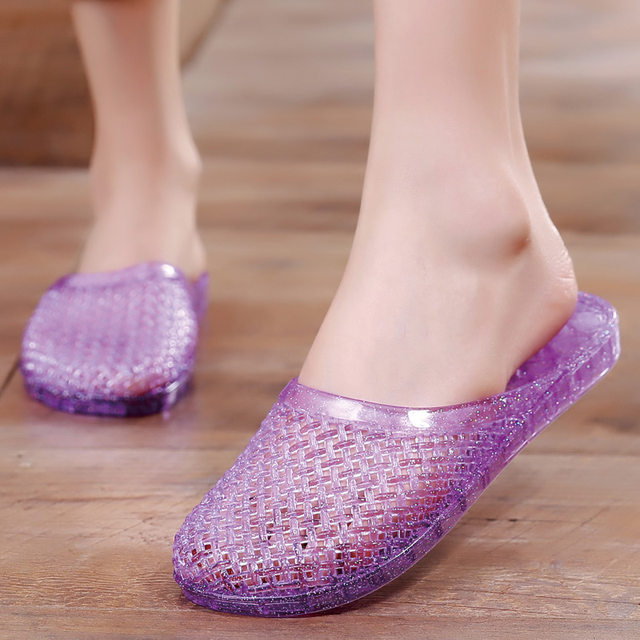 Transparent crystal jelly toe-cap slippers for women summer home indoor ...