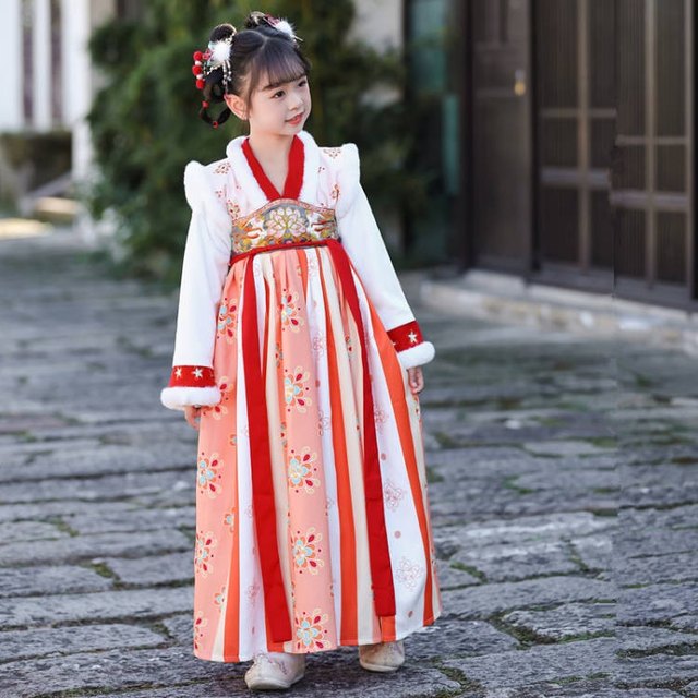Girls' winter Hanfu plus velvet Hanfu, girls' dancing Hanfu skirt ...