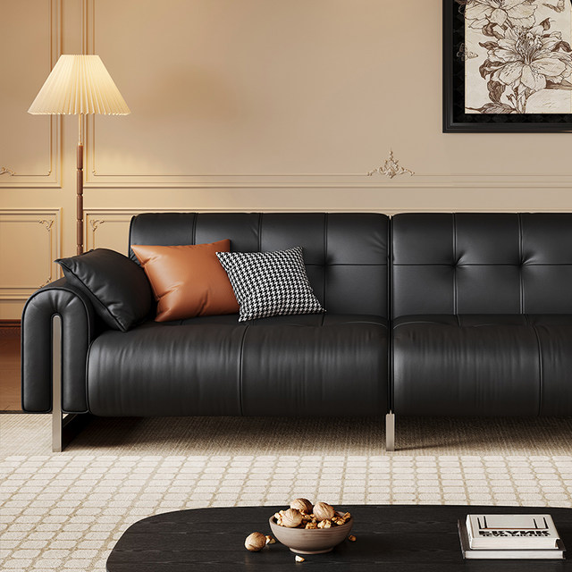 Government subsidies August leather sofa straight line home living room ...