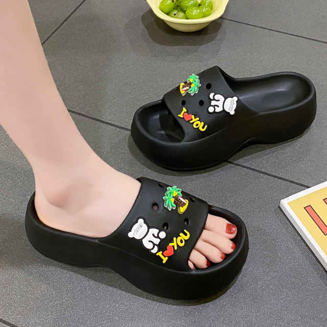 Sticky slippers for women wearing summer 2025 new thick-soled height ...