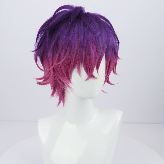 Rainbow Club virtual anchor Uki Violeta cos wig mixed silk gradient ...
