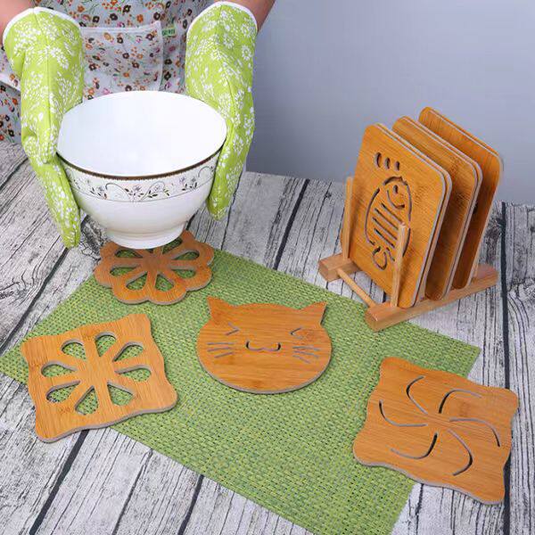 Wooden meal pad thermal insulation pads Creative dining table mat ...