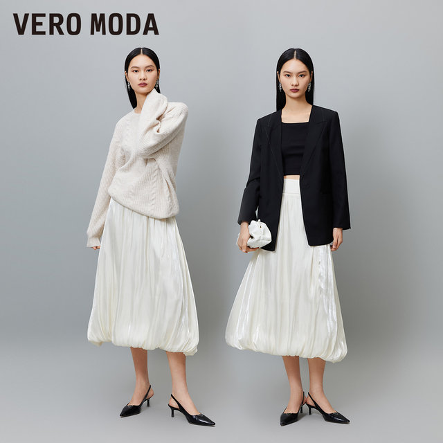 Vero Moda Outlet Skirt Spring and Autumn New High-waisted Pearl-Rugned Blossom Skirt Elegant and ...