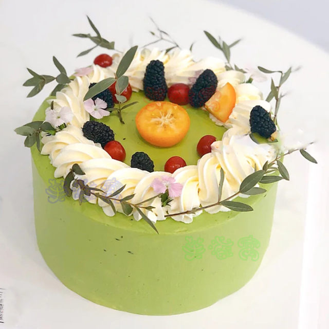 Matcha birthday cake ins Matcha simple style men and women children old ...