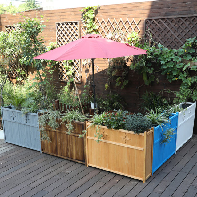Restaurant balcony outdoor solid wooden flower box partition flower ...