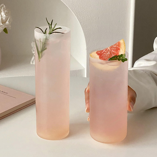 Frosted straight glass cup for home use, simple and light, straight ...