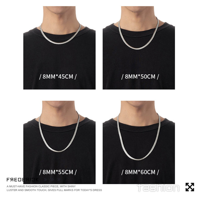 FDK Pressing Flower Cuban Necklace Necklace Men's Tide Simple Hip Hop ...