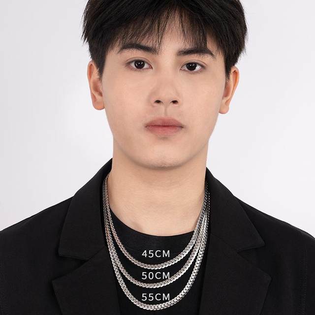 FDK Pressing Flower Cuban Necklace Necklace Men's Tide Simple Hip Hop ...