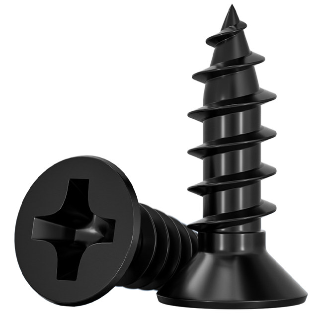 KA iron hardened black cross flat head self-tapping screws countersunk ...