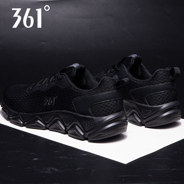 361 sports shoes men's autumn running shoes all black mesh shoes ...