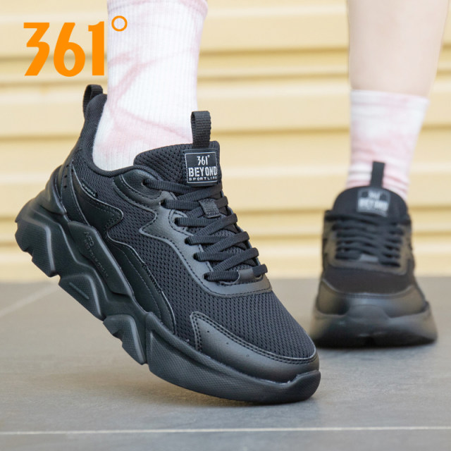 361 sports shoes women's black running shoes autumn breathable mesh ...