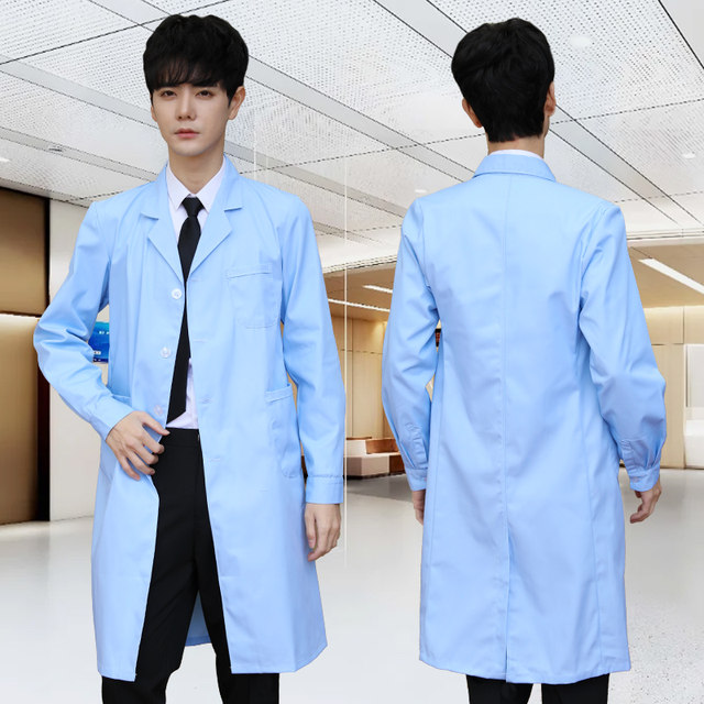 Blue coat men's long -sleeved doctor work service Physician Nurse ...