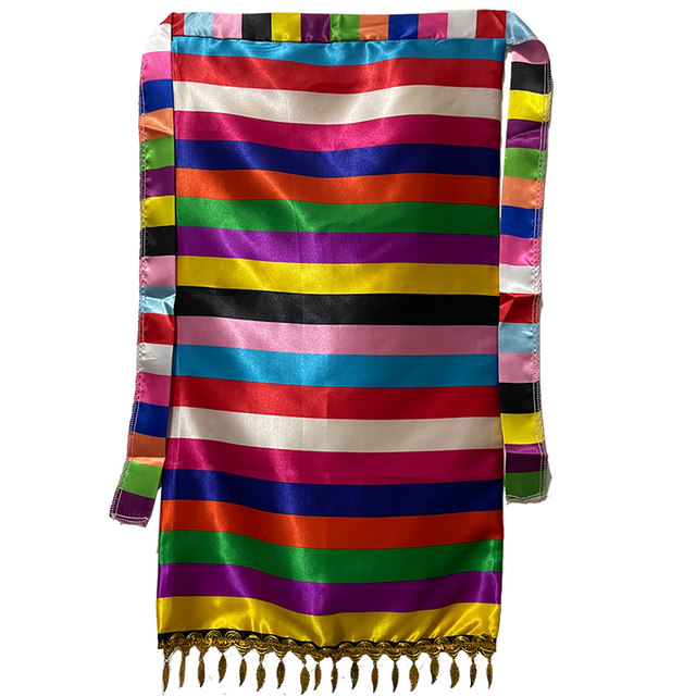 Tibetan dance apron square dance Tibetan color strips one-piece belt ...