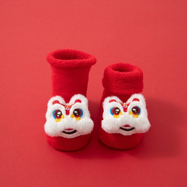 Newborn baby big red socks Baby autumn and winter thickened and warm ...