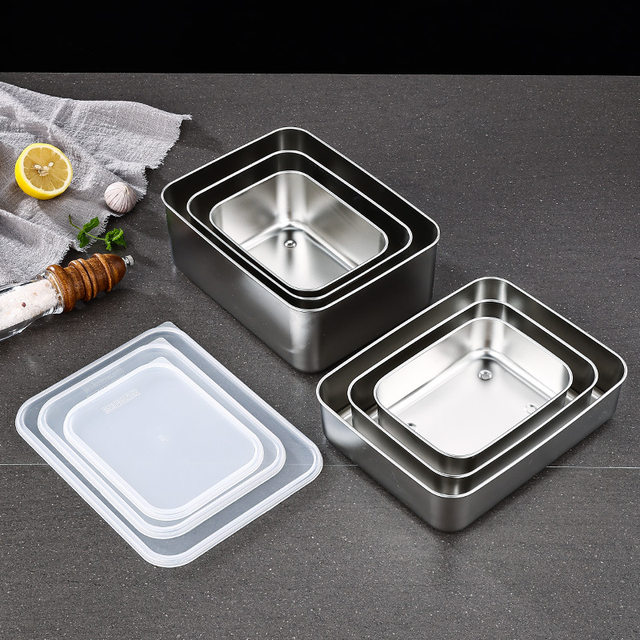 Japanese stainless steel quick-freezing fresh-keeping box with lid ...