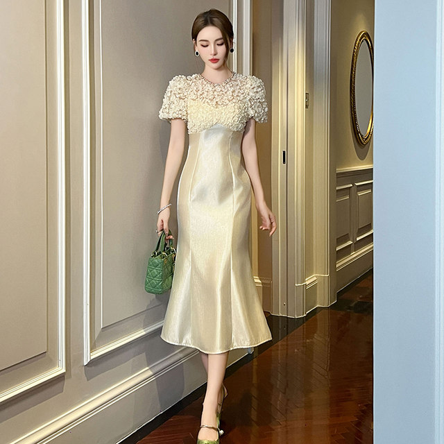 2024 Summer Ladder Wind Evening Dress Dress Small Elegant temperament ...