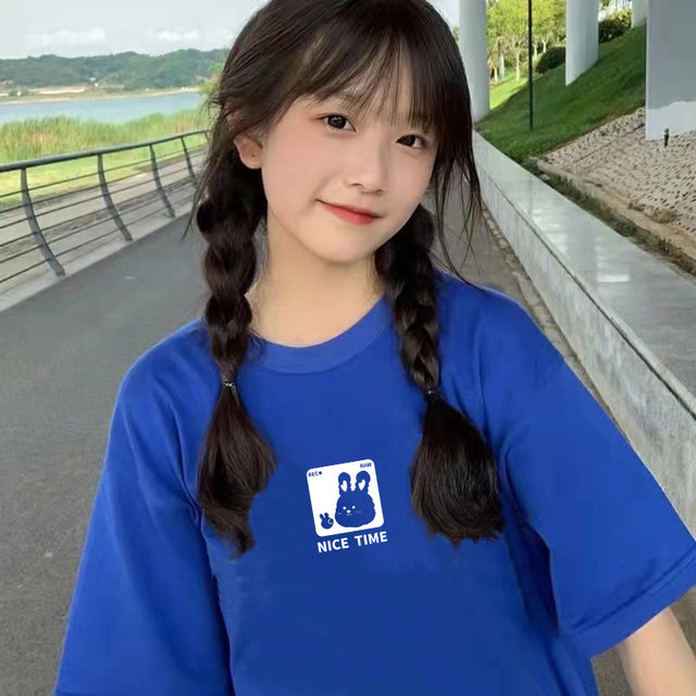 Different couple wear summer wear pure cotton short-sleeved T-shirt women's design loose ...