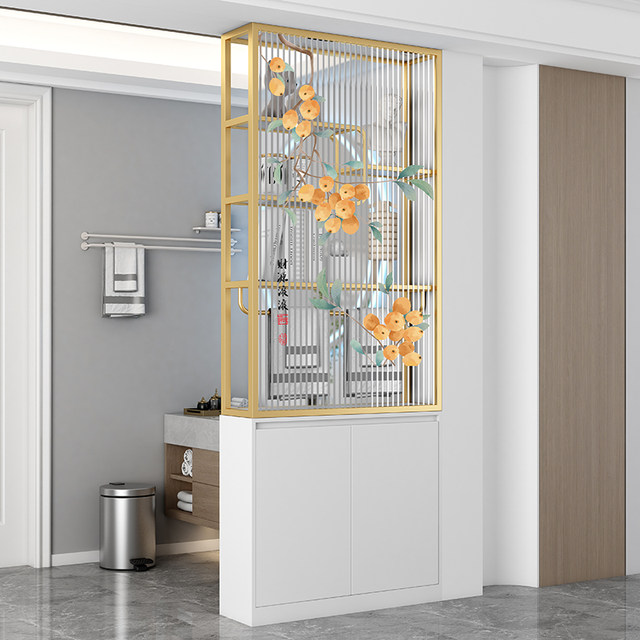 Cream style bathroom half wall screen partition cabinet living room ...