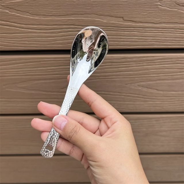 Retro-style hammered spoon, stainless steel hammered spoon, commercial ...