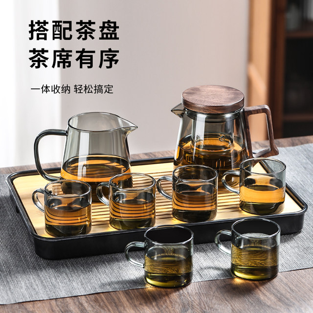 Glass teapot set household high temperature resistant tea water ...