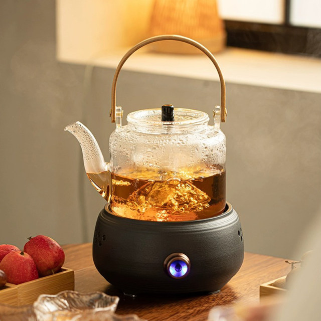 Simple ceramic pottery furnace small feathers boiled teapot home tea ...