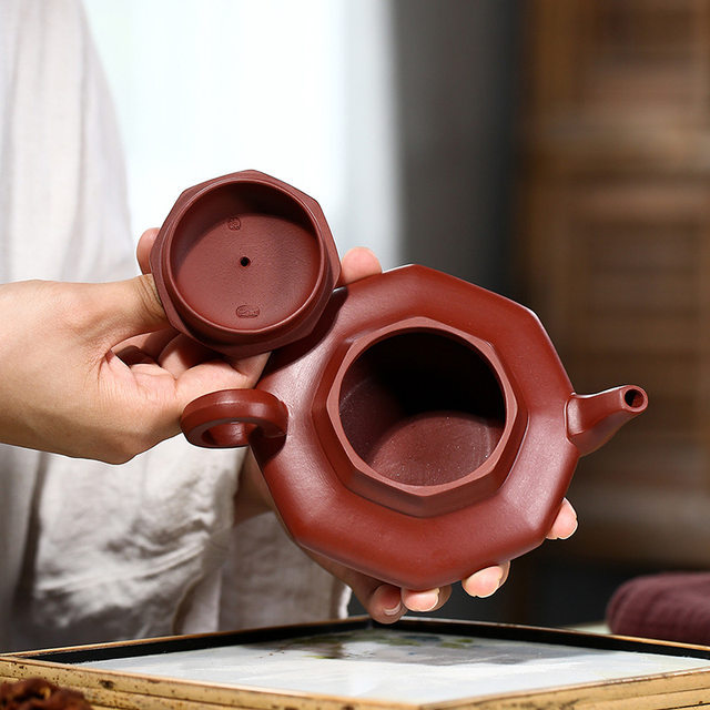 Yixing purple sand pot pure handmade Bafangxu flat pot Kungfu tea set ...