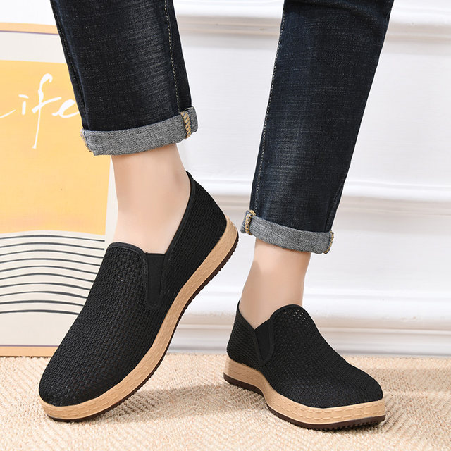 Old Beijing cloth shoes for men 2025 new mesh black cloth shoes non ...