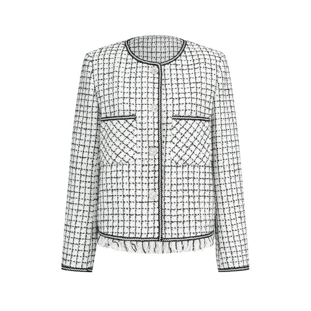 Mandeshi Little Flavor Style Jacket 2025 Autumn New Long Sleeve Plaid ...