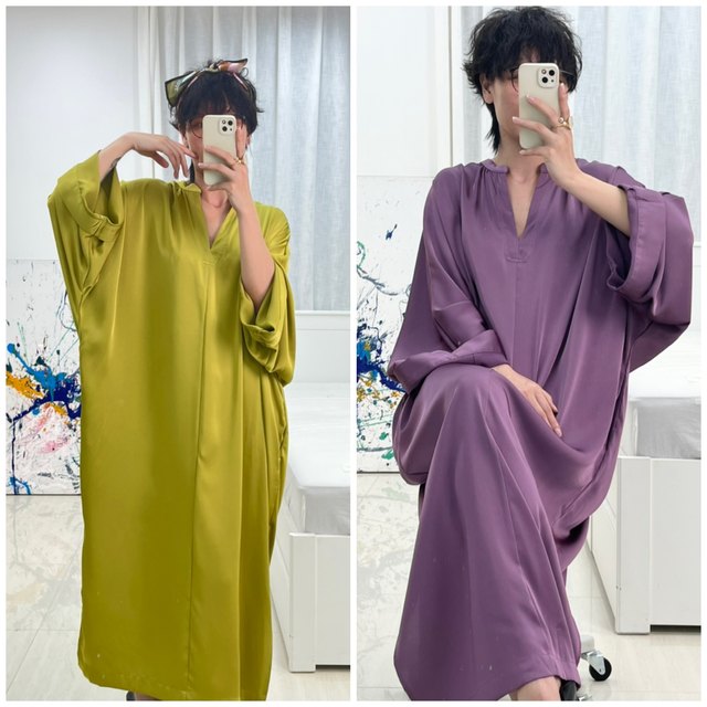 V -neck European and American large size sitrium satin -sensitive ...