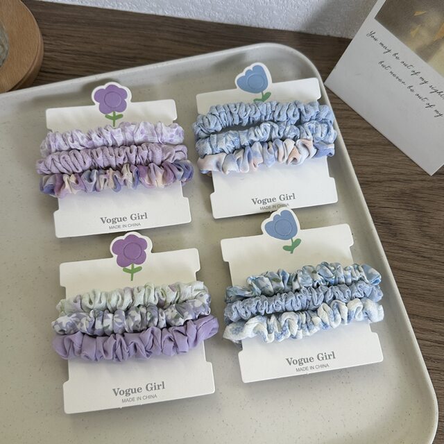 Raffia small intestinal ring 3 strips of bubble gauze fabric hair ring ...