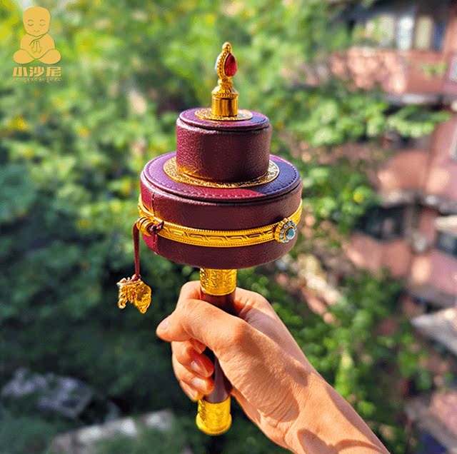College golden tube hand-operated sutra rotating simplified Tibetan ...