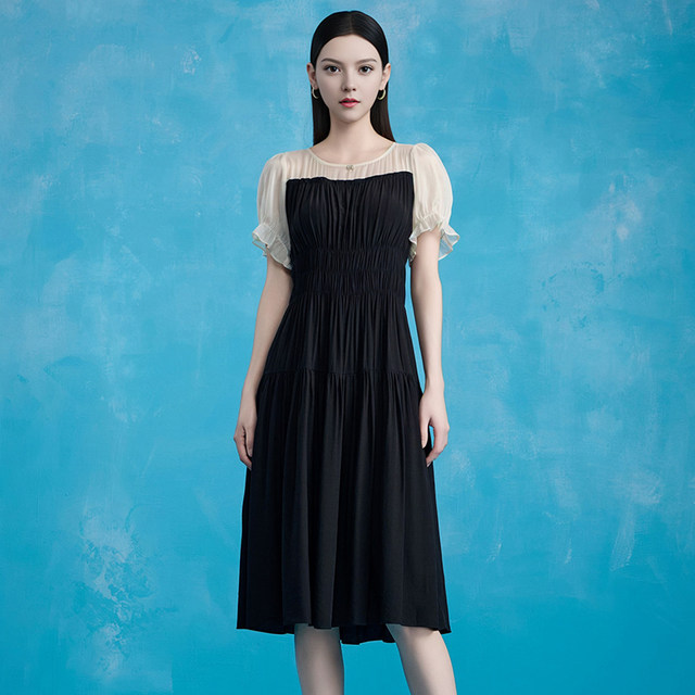 Ma Tiannu autumn and winter new French dress bubble sleeve sleeve waist ...