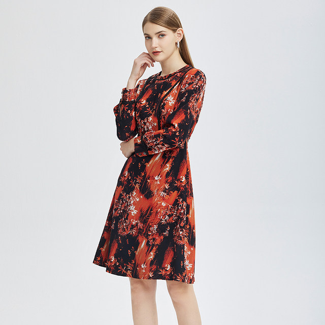 Authentic Ma Tiannu Girl Early Autumn Maple Leaf Red Printed Dress ...