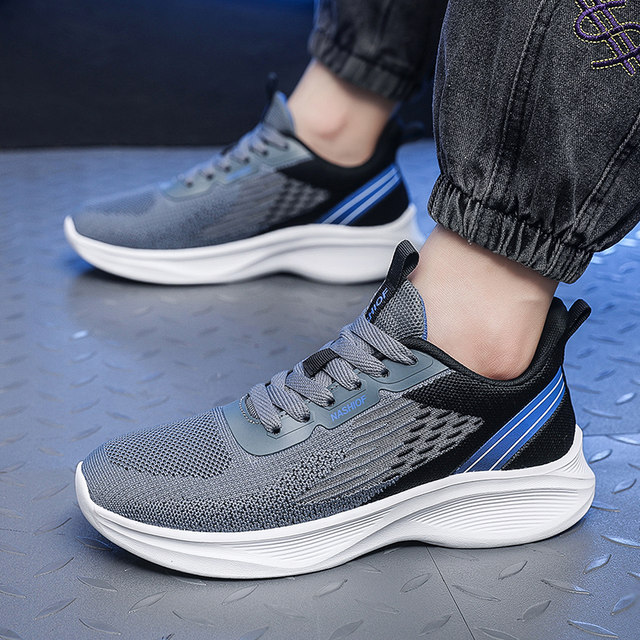 Sport shoes men's summer mesh breathable sports shoes lightweight shock-absorbing men's mesh ...