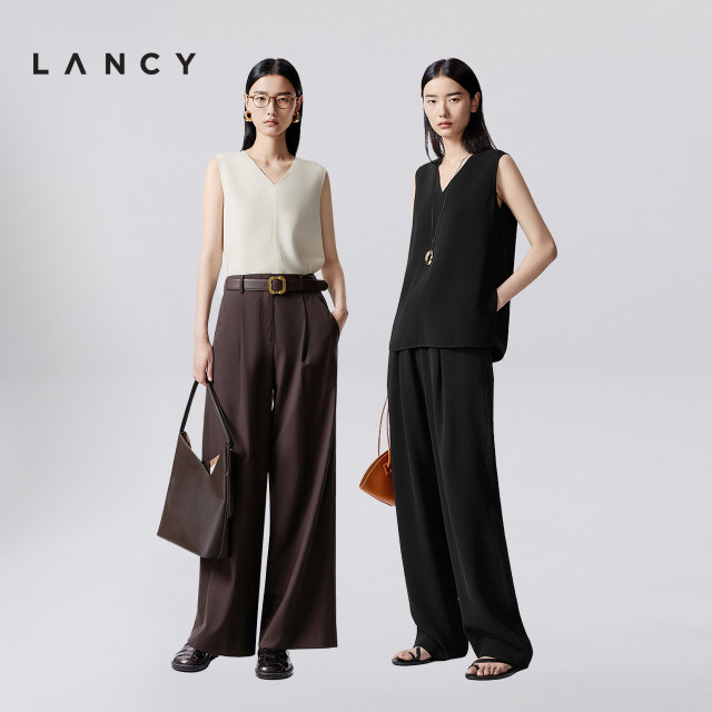 LANCY/Langzi 2025 summer new style V-neck sleeveless vest women's simple high-end top