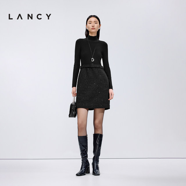 LANCY/Langzi 2025 spring half high neck wool temperament knitted high-end autumn and winter ...