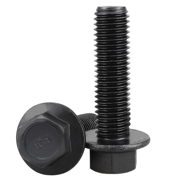Black 10.9 grade flange screw flat hexagonal padded bolt fine thread ...