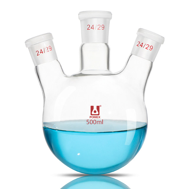 Three-neck flask Three-neck flask slanted three-neck round bottom three ...