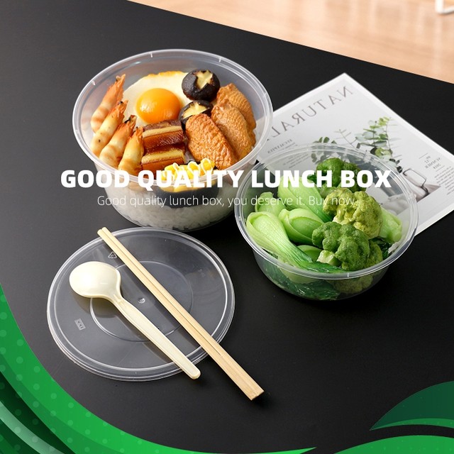 Round disposable packaging box 1000ml thick transparent take-out lunch ...