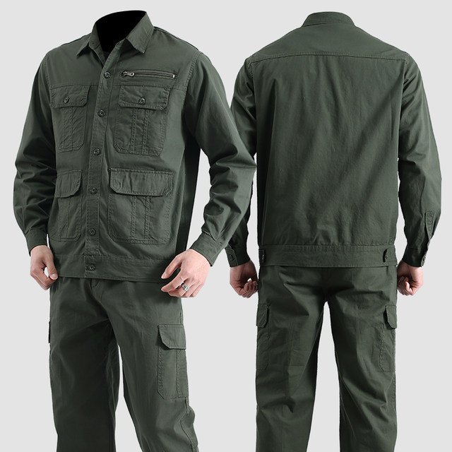 Pure cotton summer thin work clothes men's welding work clothes set ...