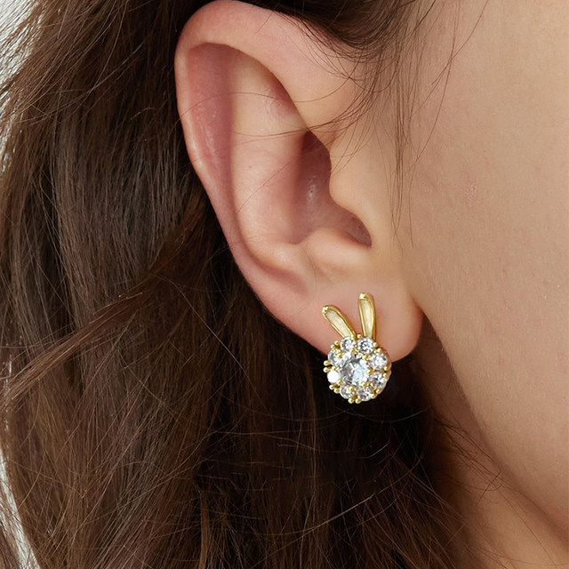 Can rotate vermiculite rabbit earrings without ear pierced ear clip ...