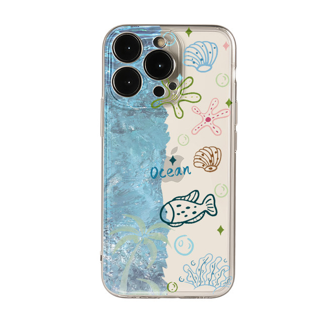 Ocean phone case Apple 16pro Huawei Pura70 Big Sea Small Fish iPhone 15 ...