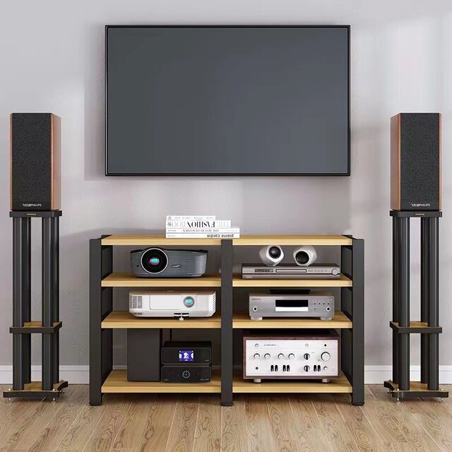 Steel and wooden audio rack 1.2 meters multi -layer dual -layer TV ...