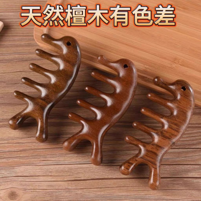 Golden silk sandalwood comb acupoints on the head, small dolphin ...