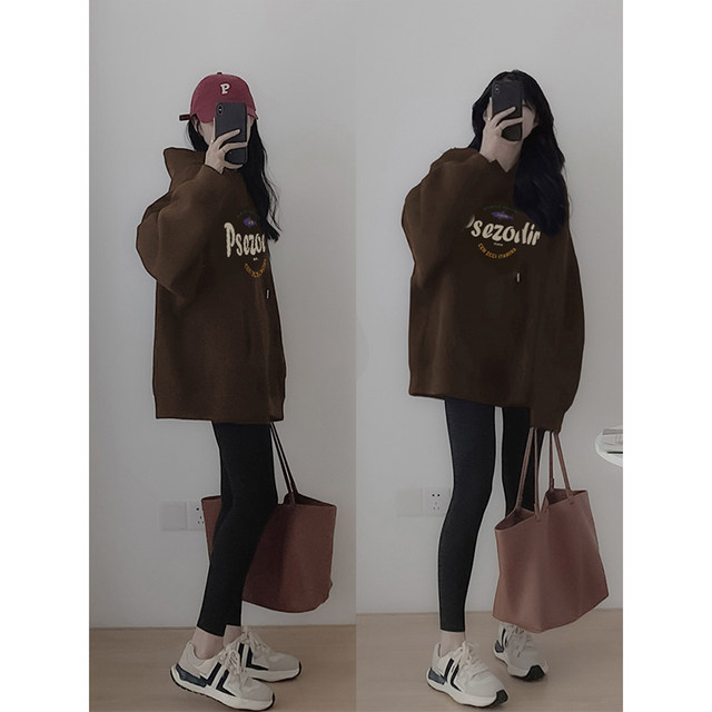 American retro lazy wind sweater women autumn and winter plus velvet ...
